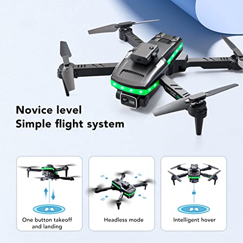 RC Drone Quadcopter with 4K HD Dual Camera, Mini RC Helicopters S162 for Adults Kids with Track Marking Flight, 360° Flip, Positioning Hover, LED Light Strip, Speed Adjustment