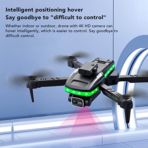 RC Drone Quadcopter with 4K HD Dual Camera, Mini RC Helicopters S162 for Adults Kids with Track Marking Flight, 360° Flip, Positioning Hover, LED Light Strip, Speed Adjustment