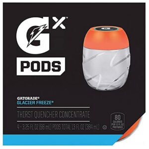 gatorade gx hydration system, non-slip gx squeeze bottles or gx sports drink concentrate pods (4 count) (glacier freeze)