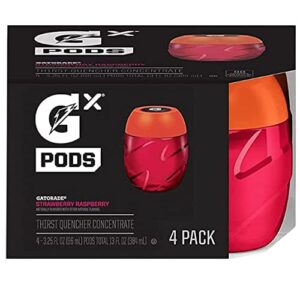 gatorade gx hydration system, non-slip gx squeeze bottles or gx sports drink concentrate pods (4 count) (strawberry raspberry)