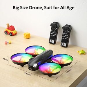 Sansisco A31 Drone for Kids, Mini RC Drone Toy with 7 Colors LED Lights, 3 Speeds Adjustable, 3D Flips, Kids Drones for Beginners Boys Girls Birthday Gifts, Headless Mode, Altitude Hold, 2 Batteries