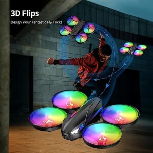 Sansisco A31 Drone for Kids, Mini RC Drone Toy with 7 Colors LED Lights, 3 Speeds Adjustable, 3D Flips, Kids Drones for Beginners Boys Girls Birthday Gifts, Headless Mode, Altitude Hold, 2 Batteries