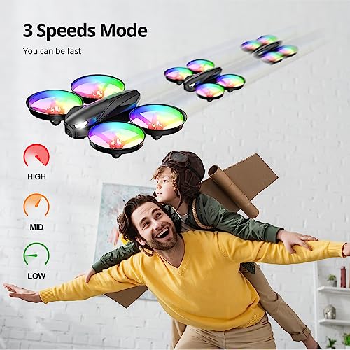 Sansisco A31 Drone for Kids, Mini RC Drone Toy with 7 Colors LED Lights, 3 Speeds Adjustable, 3D Flips, Kids Drones for Beginners Boys Girls Birthday Gifts, Headless Mode, Altitude Hold, 2 Batteries