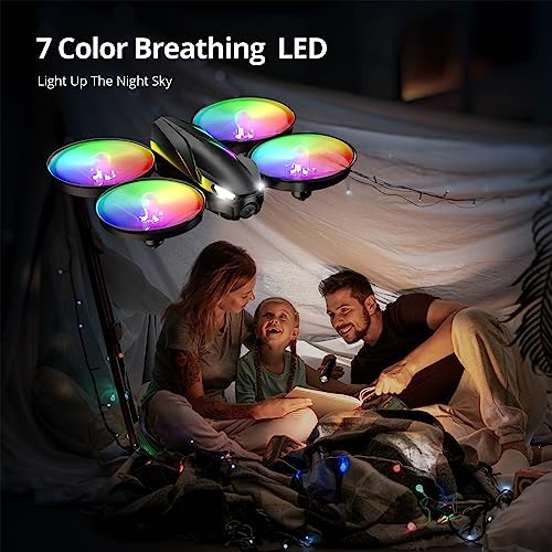 Sansisco A31 Drone for Kids, Mini RC Drone Toy with 7 Colors LED Lights, 3 Speeds Adjustable, 3D Flips, Kids Drones for Beginners Boys Girls Birthday Gifts, Headless Mode, Altitude Hold, 2 Batteries