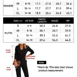 MASCOMODA 2 Piece Outfits for Women 2023 Fall Hoodie Sweatshirt Tracksuit and Sweatpants Workout Sets with Pockets (Black, Large)