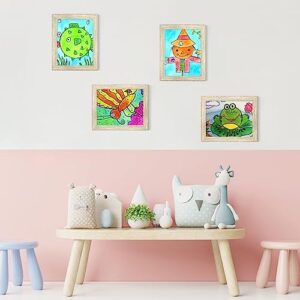 WUIRCCX 8.5x11 Kids Art frame,Front Opening with HD Glass,Horizontal and Vertical Art Display For Kids Artwork,Photos,Crafts,Drawing(Light Wood Grain,2-Pack)