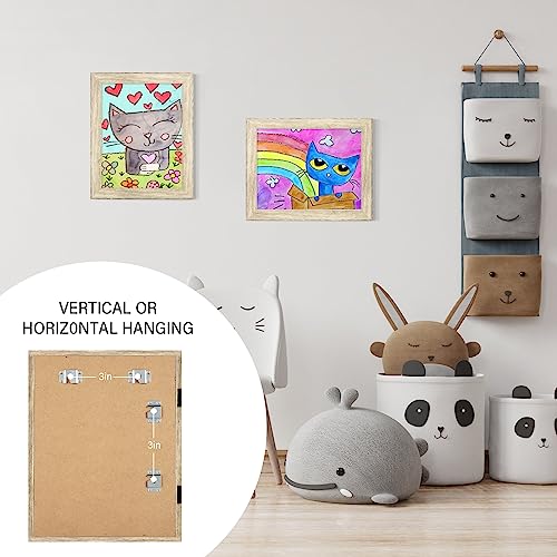 WUIRCCX 8.5x11 Kids Art frame,Front Opening with HD Glass,Horizontal and Vertical Art Display For Kids Artwork,Photos,Crafts,Drawing(Light Wood Grain,2-Pack)