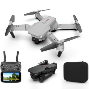 e88 pro drone with dual 4k camera, kids/beginner, wifi fpv 1080 hd, dual foldable rc quadcopter , altitude hold, headless mode, visual positioning, auto return, mobile app control, black, 360 flip