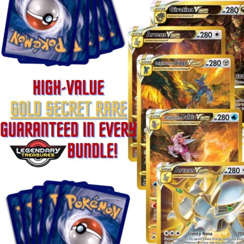 Legendary Treasures Limited Edition Golden Deck Box Bundle | 100+ Assorted Pokemon Cards | Guaranteed Gold Secret Rare + 2 Ultra Rares | 10 Holo Foils | 1 Trainer Gallery Card | 1 Radiant Rare