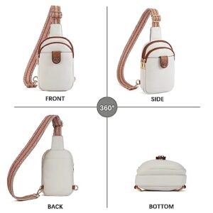 BOSTANTEN Small Sling Bag Crossbody Bags for Women Trendy Crossbody Purse Leather Chest Bag, Beige