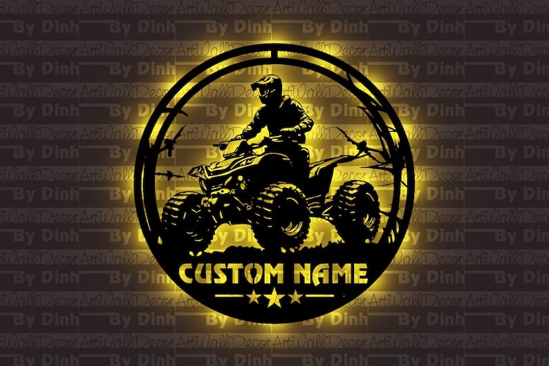 INDOCHI Personalized ATV Quad Metal Sign, Quad Riding Metal Art, 4 Wheeler Metal Sign, Quad Metal Sign