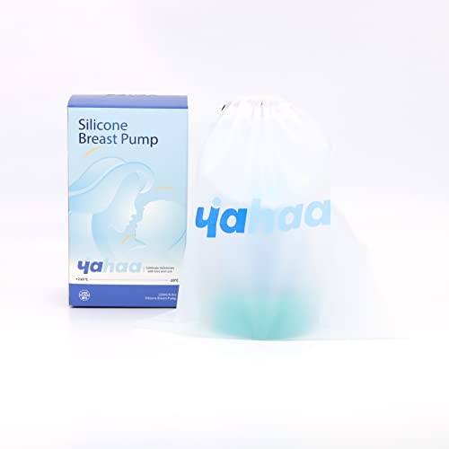 YAHAA Manual Breast Pump - Leak-Proof Lid, Anti-Down Base and Bag, 4oz/120ML Lightweight Breastfeeding Pump for All Breast Milk Colostrum Collector, Blue