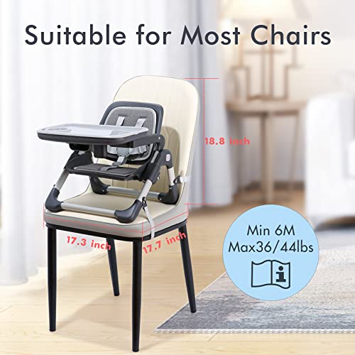 Booster Seat Portable Chair Toddler Booster Feeding Seat for Baby with Removable Tray Height Adjustable 5 Point Harness Indoor/Outdoor Use Easy to Wipe Clean