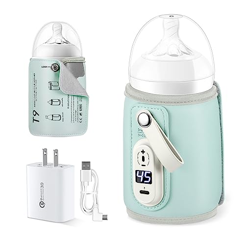 Baby Bottle Warmer, Baby Bottle Insulation Cover Bottle Warmer with 18W Quick Charge, Portable Bottle Warmer Adjustable Milk Warmer with Temperature Control, Baby Warmer Bottle for Home/Family Travel