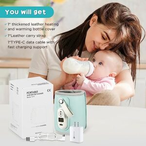 Baby Bottle Warmer, Baby Bottle Insulation Cover Bottle Warmer with 18W Quick Charge, Portable Bottle Warmer Adjustable Milk Warmer with Temperature Control, Baby Warmer Bottle for Home/Family Travel