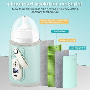 Baby Bottle Warmer, Baby Bottle Insulation Cover Bottle Warmer with 18W Quick Charge, Portable Bottle Warmer Adjustable Milk Warmer with Temperature Control, Baby Warmer Bottle for Home/Family Travel