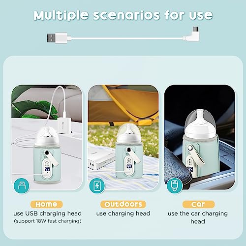 Baby Bottle Warmer, Baby Bottle Insulation Cover Bottle Warmer with 18W Quick Charge, Portable Bottle Warmer Adjustable Milk Warmer with Temperature Control, Baby Warmer Bottle for Home/Family Travel