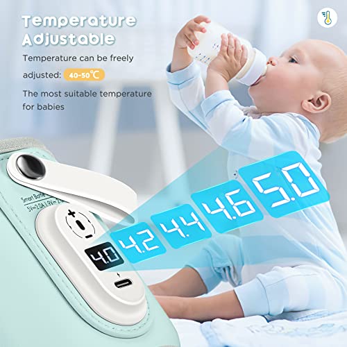 Baby Bottle Warmer, Baby Bottle Insulation Cover Bottle Warmer with 18W Quick Charge, Portable Bottle Warmer Adjustable Milk Warmer with Temperature Control, Baby Warmer Bottle for Home/Family Travel