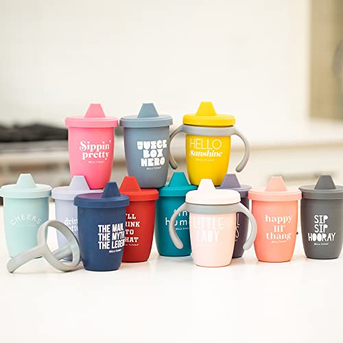 BELLA TUNNO Happy Sippy Cup – Transition Sippy Cups for Baby 6 Months and Older, Baby and Toddler Sippy Cups with Removable Handles and Non-Toxic, BPA Free Silicone, I'll Drink to That, 8 oz