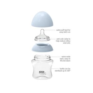 MUM TO MUM Anti Colic Glass Baby Bottle 5oz with "S" Flow Rate Nipple for 0-3 Months, 4 Pack, MM101A