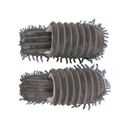 IWOWHERO 1 Pair Indoor Slippers Household Vacuum Cleaners Women'sandals Foot Mop Slippers Reusable Slipper Bathroom Mop Slippers Floor Leisure Shoes Small Mop Grey Miss Stripe Frey Mop