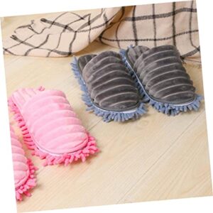 IWOWHERO 1 Pair Indoor Slippers Household Vacuum Cleaners Women'sandals Foot Mop Slippers Reusable Slipper Bathroom Mop Slippers Floor Leisure Shoes Small Mop Grey Miss Stripe Frey Mop