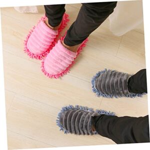 IWOWHERO 1 Pair Indoor Slippers Household Vacuum Cleaners Women'sandals Foot Mop Slippers Reusable Slipper Bathroom Mop Slippers Floor Leisure Shoes Small Mop Grey Miss Stripe Frey Mop