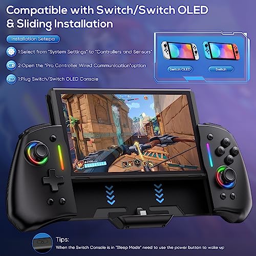 Switch Controller for Nintendo Switch/OLED, RGB One-Piece Joypad Controller for Switch Controllers Joy-con with Adjustable TURBO, Dual Motor Vibration,Handheld Switch Pro Controller for Switch Gaming