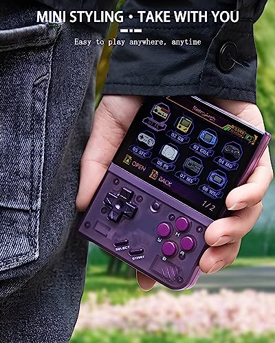 Miyoo Mini Plus Retro Handheld Game Console,Retro Game Emulator Console for Adults and Children,3.5" IPS Screen,64GB TF Card 10,000+ Games,Portable Rechargeable Open Source,Support WiFi (Purple)