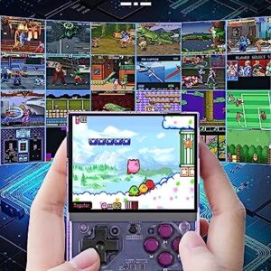 Miyoo Mini Plus Retro Handheld Game Console,Retro Game Emulator Console for Adults and Children,3.5" IPS Screen,64GB TF Card 10,000+ Games,Portable Rechargeable Open Source,Support WiFi (Purple)