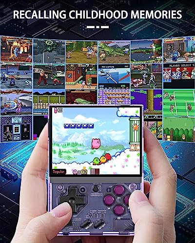 Miyoo Mini Plus Retro Handheld Game Console,Retro Game Emulator Console for Adults and Children,3.5" IPS Screen,64GB TF Card 10,000+ Games,Portable Rechargeable Open Source,Support WiFi (Purple)