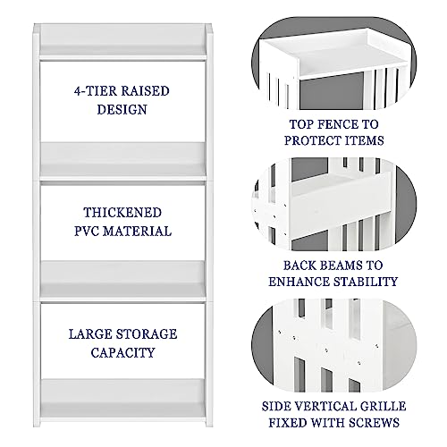 HAYOFAMY 4 Tier Bookshelf, Bookcase for Small Spaces, White Book Display Shelves, Kids Open Shelf Rack Storage Organizer for Living Room, Office, Bedroom, Kids Room and Bathroom