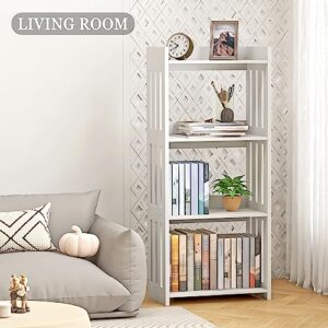 HAYOFAMY 4 Tier Bookshelf, Bookcase for Small Spaces, White Book Display Shelves, Kids Open Shelf Rack Storage Organizer for Living Room, Office, Bedroom, Kids Room and Bathroom