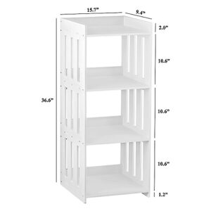 HAYOFAMY 4 Tier Bookshelf, Bookcase for Small Spaces, White Book Display Shelves, Kids Open Shelf Rack Storage Organizer for Living Room, Office, Bedroom, Kids Room and Bathroom