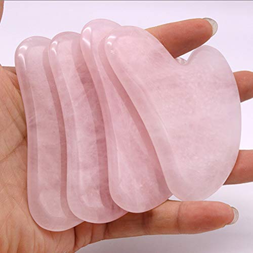 rosenice Gua Sha Facial Tools Guasha Tool Green+Pink Gua Sha Jade Stone for Face Skincare Facial Body Acupuncture Relieve Muscle Tensions Reduce Puffiness Festive Gifts