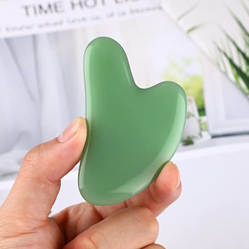 rosenice Gua Sha Facial Tools Guasha Tool Green+Pink Gua Sha Jade Stone for Face Skincare Facial Body Acupuncture Relieve Muscle Tensions Reduce Puffiness Festive Gifts