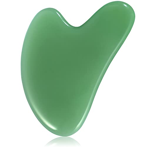 rosenice Gua Sha Facial Tools Guasha Tool Green+Pink Gua Sha Jade Stone for Face Skincare Facial Body Acupuncture Relieve Muscle Tensions Reduce Puffiness Festive Gifts