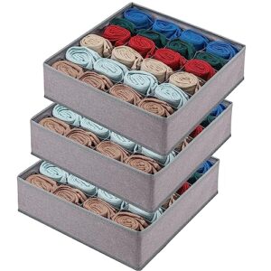 cawek 3 pack fabric underwear organizer dividers， foldable drawer under cabinet organizer storage boxes for socks，underwear, （grey）