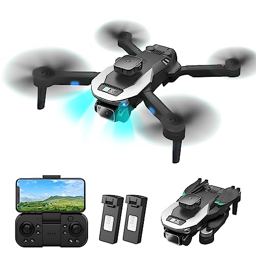 Drone with Camera for Adults and Kids, 8K HD FPV Camera Drone with Carrying Case, Foldable Drone Remote Control Toys Gifts for Boys Girls with 2 Batteries, One Key Start, Headless Mode, Speed Adjustment, 3D Flips