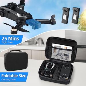 Drone with Camera for Adults and Kids, 8K HD FPV Camera Drone with Carrying Case, Foldable Drone Remote Control Toys Gifts for Boys Girls with 2 Batteries, One Key Start, Headless Mode, Speed Adjustment, 3D Flips