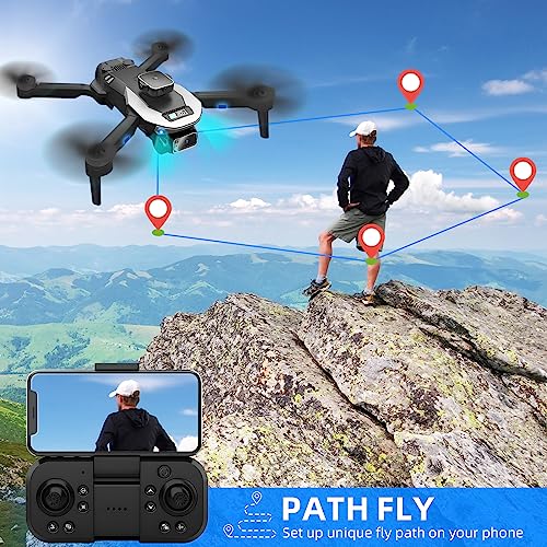 Drone with Camera for Adults and Kids, 8K HD FPV Camera Drone with Carrying Case, Foldable Drone Remote Control Toys Gifts for Boys Girls with 2 Batteries, One Key Start, Headless Mode, Speed Adjustment, 3D Flips