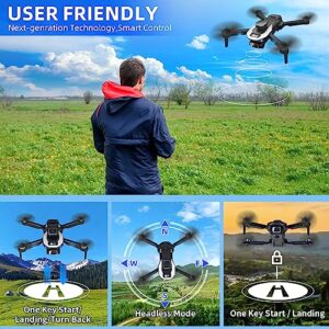 Drone with Camera for Adults and Kids, 8K HD FPV Camera Drone with Carrying Case, Foldable Drone Remote Control Toys Gifts for Boys Girls with 2 Batteries, One Key Start, Headless Mode, Speed Adjustment, 3D Flips