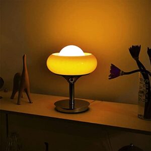 ltbfddc nordic table light mid century modern table lamp orange white glass mushroom desk lamp vintage aesthetic decorative night light unique nightstand desk light for living room bedside bedroom