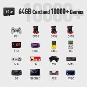 Miyoo Mini Plus Handheld Game Console, with Dedicated Storage Case, 3.5 Inch IPS 640x480 Screen, 64G TF Card with 10,000+ Games, 3000mAh 7+Hours Battery, Support Wireless Network (Black 64G+Case)