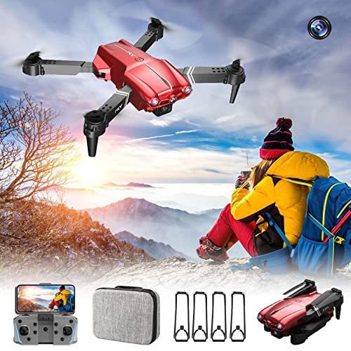 1080p HD FPV Camera Drone, Remote Control Toy Gift For Boys And Girls, Aerial Drone With Altitude Control Headless Mode One Button Start Speed Adjustment (Red)