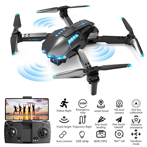 GURSAC Drone with 4K FPV Dual Camera for Kids and Adults Mini Foldable RC Airplane WiFi RC Quadcopter Drone Off Track Headless Mode One Button StartSmart Obstacle Avoidance