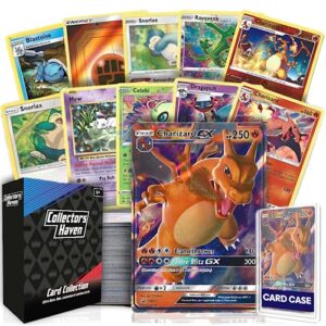 collectors haven ultra rare cards bundle | 100+ cards | 10x rares or holo | 1x ultra rare guaranteed | 90 common/uncommon |bonus legendary, v, vmax or vstar card case & deck box made for pokemon cards