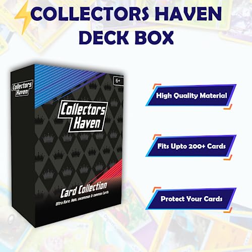 COLLECTORS HAVEN Ultra Rare Cards Bundle | 100+ Cards | 10X Rares or Holo | 1x Ultra Rare Guaranteed | 90 Common/Uncommon |Bonus Legendary, V, VMAX or VSTAR Card Case & Deck Box Made For Pokemon Cards