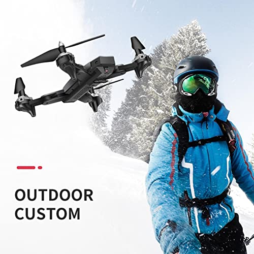 Mini Drone with 1080p Dual HD Camera, Intelligent Altitude Hold, Foldable Quadcopter HD FPV Camera Remote Control Toys Gifts for Beginner One-Touch Speed Adjustment - Blcak