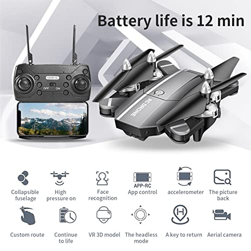 Mini Drone with 1080p Dual HD Camera, Intelligent Altitude Hold, Foldable Quadcopter HD FPV Camera Remote Control Toys Gifts for Beginner One-Touch Speed Adjustment - Blcak